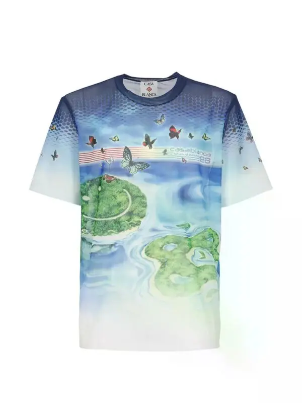 Casablanca Butterfly Print T-shirt - Blue