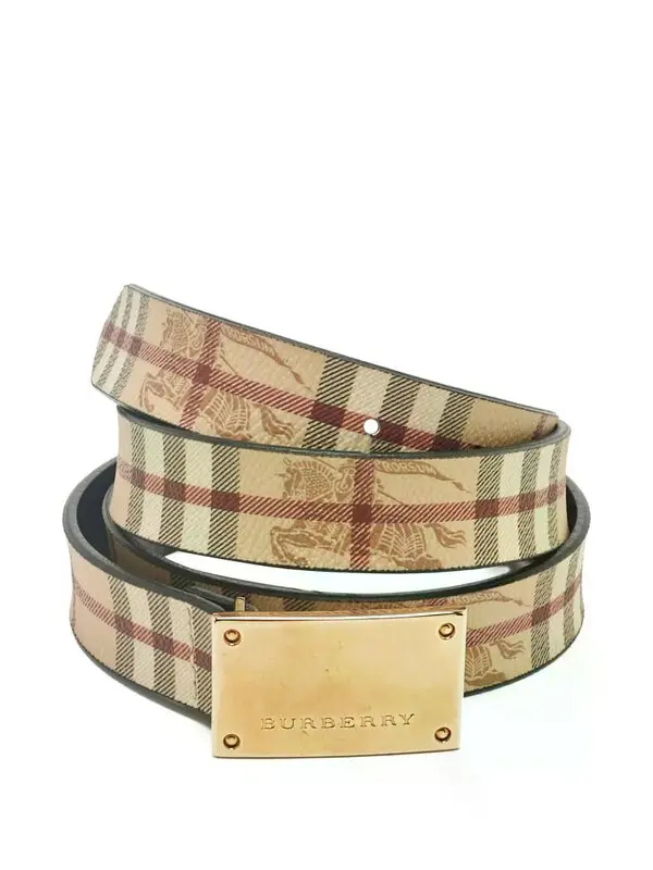 Burberry Haymarket Logo-plaque Belt - Neutrals