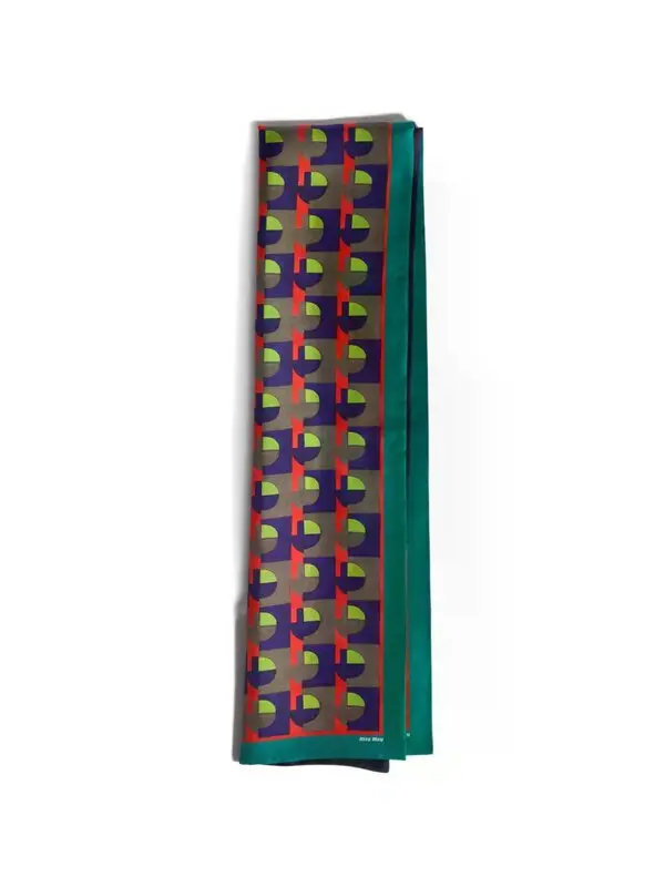 Miu Miu Printed Silk Scarf - Green