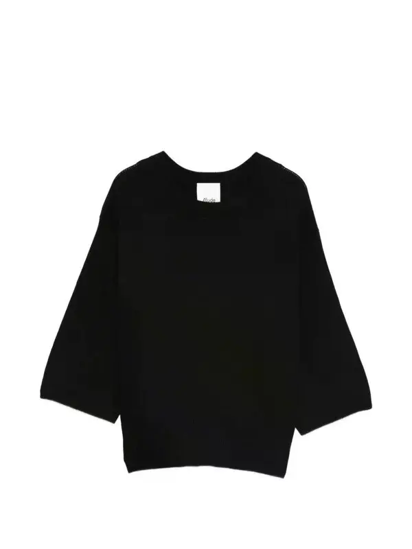 ALLUDE Short-sleeve Sweater - Black