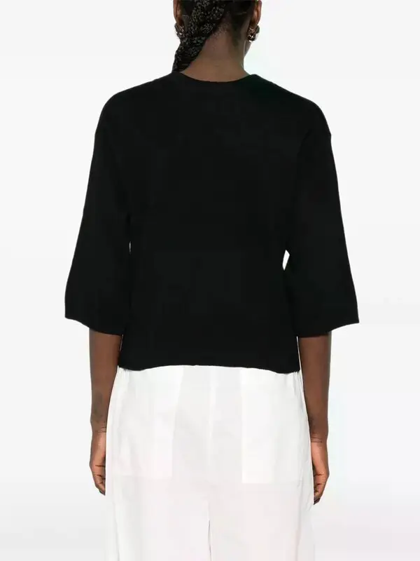 ALLUDE Short-sleeve Sweater - Black