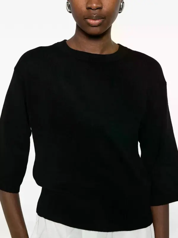 ALLUDE Short-sleeve Sweater - Black