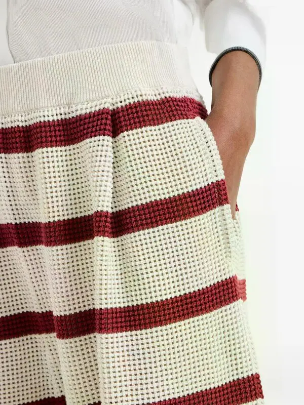 Brunello Cucinelli Striped Knit Bermuda Shorts - Neutrals