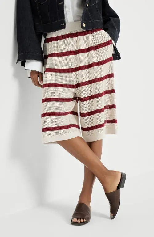 Brunello Cucinelli Cotton Net Knit Bermuda Shorts - Bordeaux