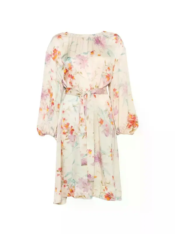 Herno Floral-pattern Mini Dress - Neutrals