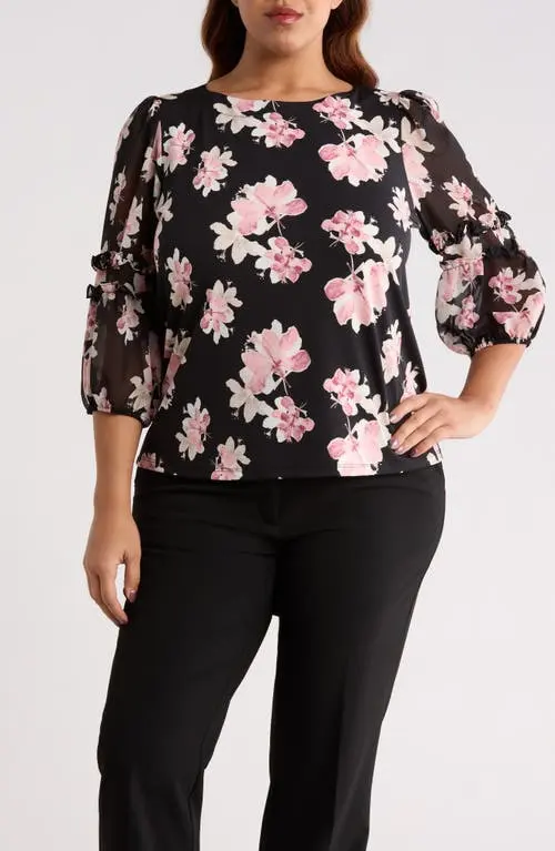 Anne Klein Floral Ruffle Top