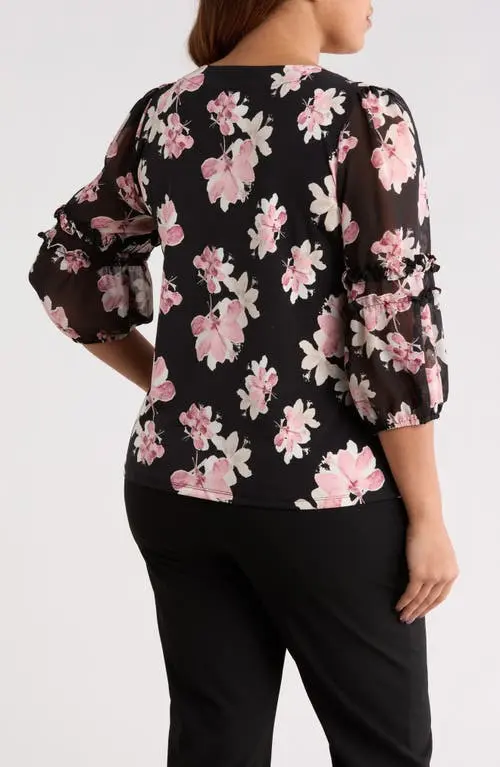 Anne Klein Floral Ruffle Top