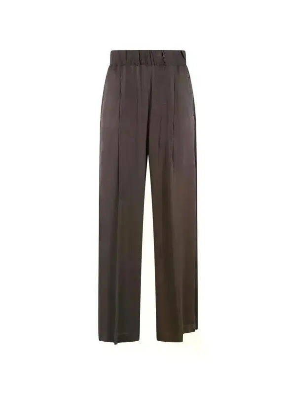 SEMICOUTURE Elasticated Wide Leg Trousers - Brown