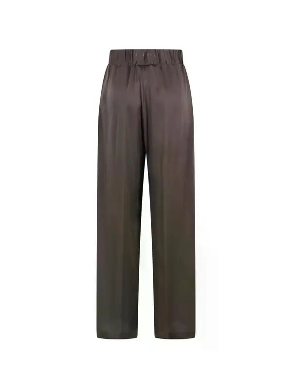 SEMICOUTURE Elasticated Wide Leg Trousers - Brown
