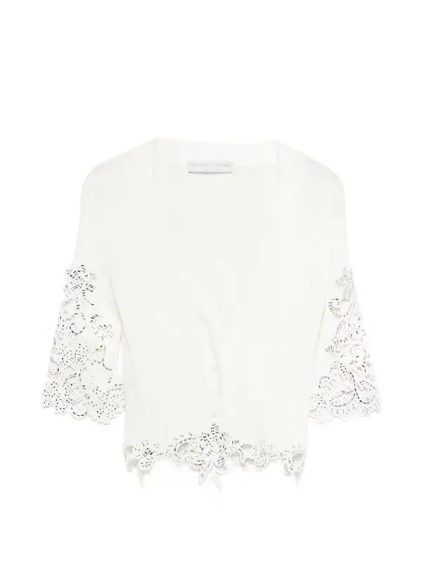 Ermanno Scervino Lace Cotton Cardigan - White