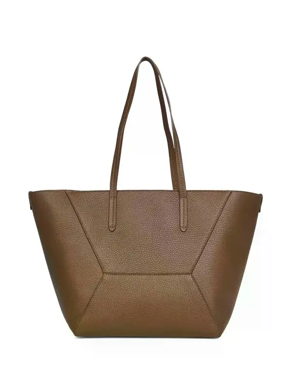 Brunello Cucinelli Logo-print Leather Tote Bag - Brown