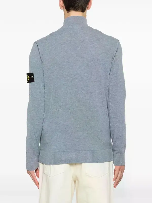 Stone Island Zip Mock-neck Sweater - Blue