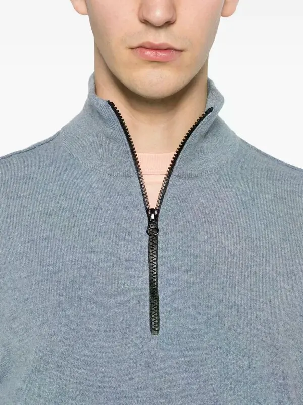 Stone Island Zip Mock-neck Sweater - Blue
