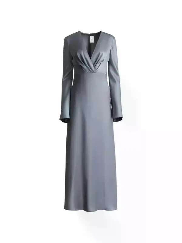 St. John Faith Crossover Midi Dress - Grey
