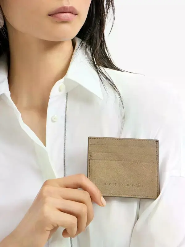 Brunello Cucinelli Suede Card Holder - Neutrals