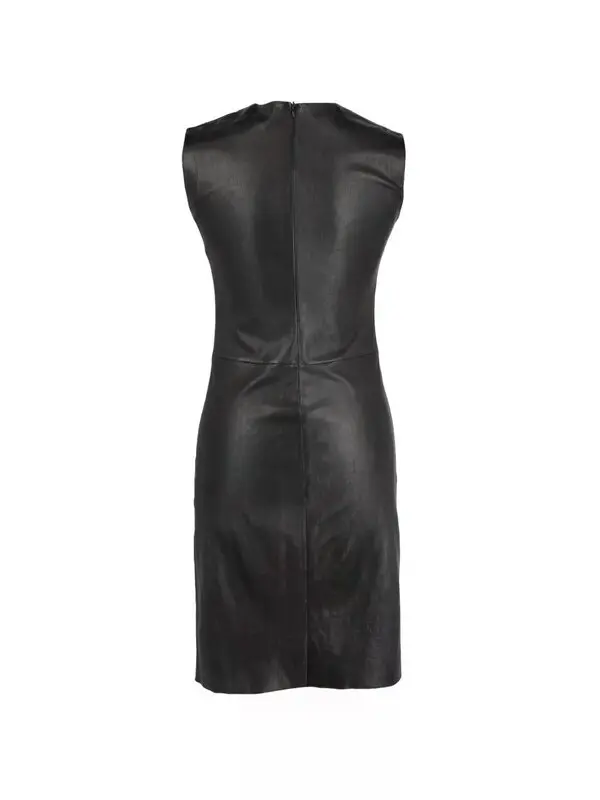 Prada V-neck Leather Dress