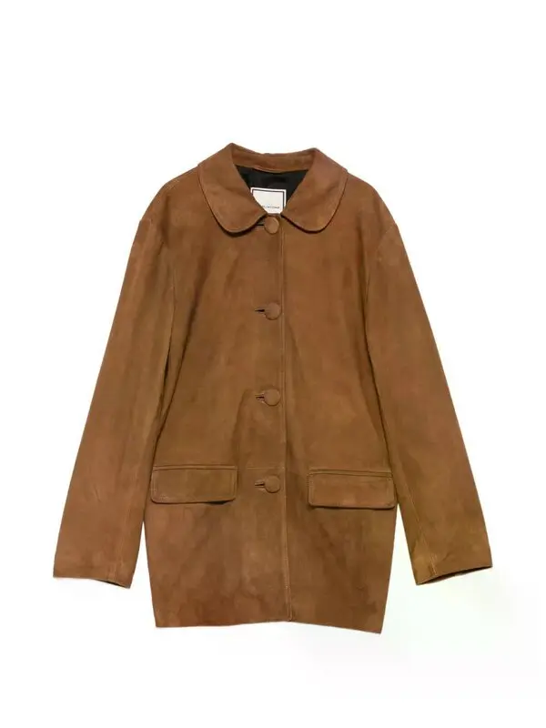 Tagliatore Peter-pan-collar Leather Coat