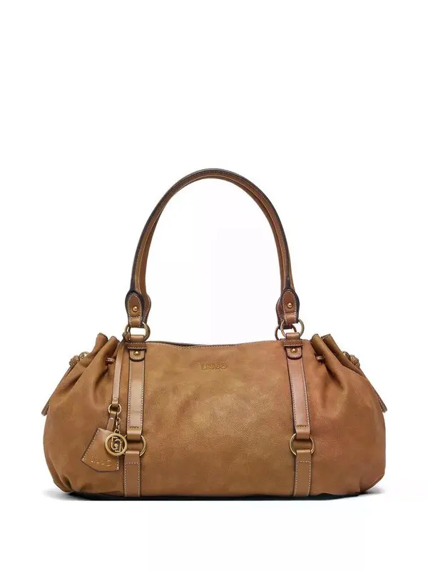 Liu Jo Large Shoulder Bag With Logo Charm - Brown