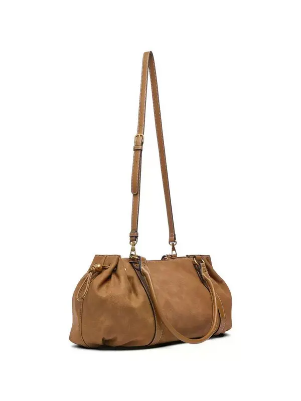Liu Jo Large Shoulder Bag With Logo Charm - Brown