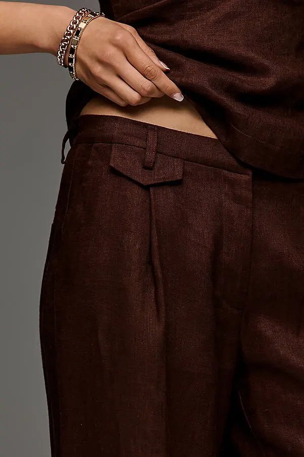 Bardot Geordy Hipster Linen Pants - Chocolate