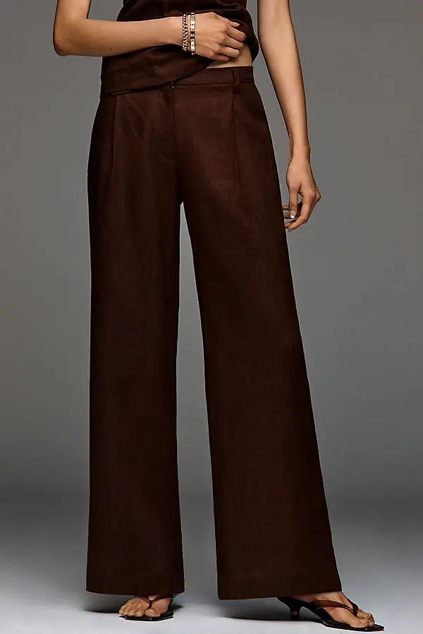 Bardot Geordy Hipster Linen Pants - Chocolate