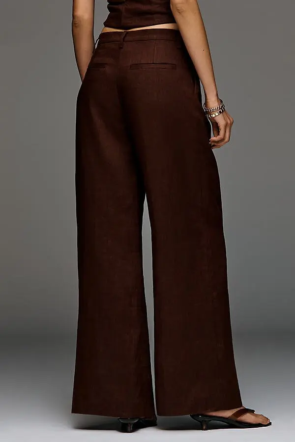 Bardot Geordy Hipster Linen Pants - Chocolate
