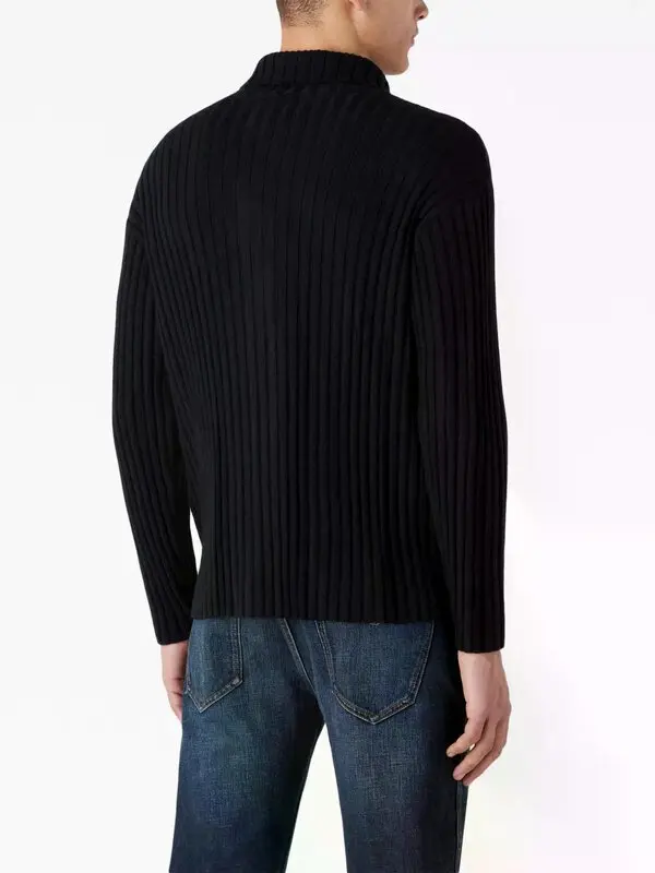 Emporio Armani Split-neck Ribbed-knit Jumper