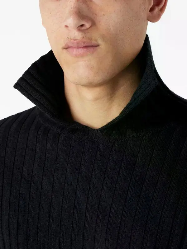 Emporio Armani Split-neck Ribbed-knit Jumper