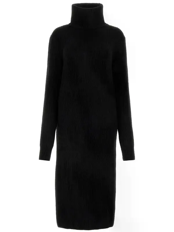 Saint Laurent Turtleneck Ribbed Knit Dress