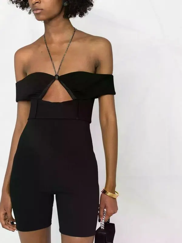 Saint Laurent Halterneck Cold-shoulder Playsuit