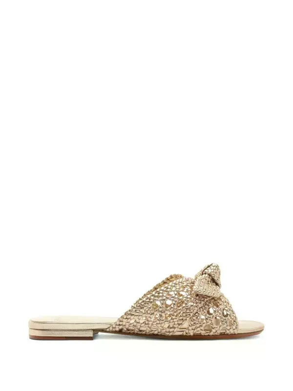 ALEXANDRE BIRMAN Belinda Woven Bow Flat Sandals - Gold