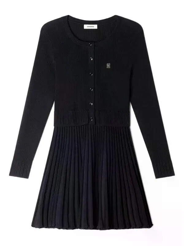 Sandro Pleated Knitted Mini Dress