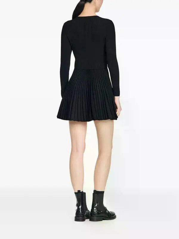 Sandro Pleated Knitted Mini Dress