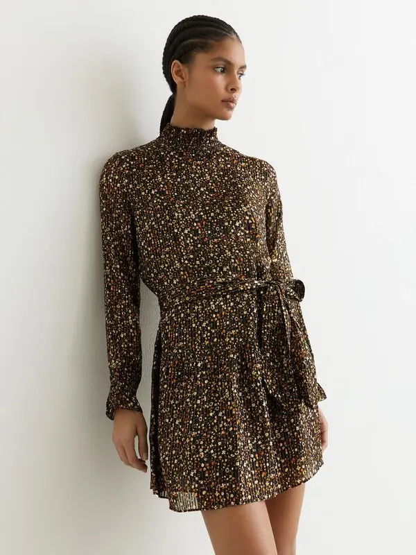 REISS Darci Floral Metallic Mini Dress
