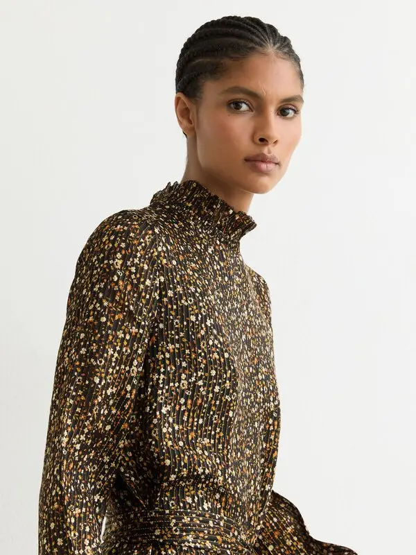 REISS Darci Floral Metallic Mini Dress