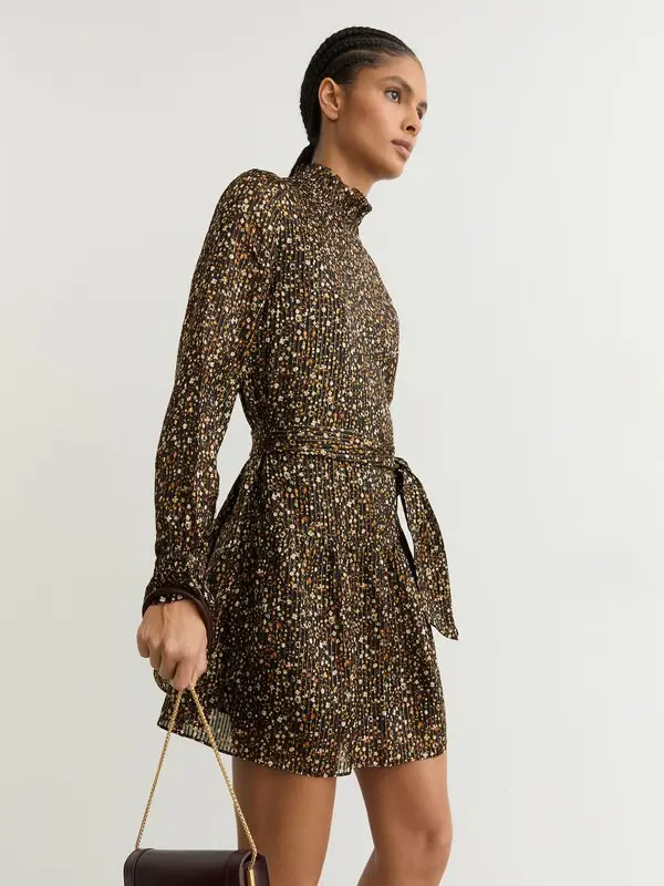 REISS Darci Floral Metallic Mini Dress