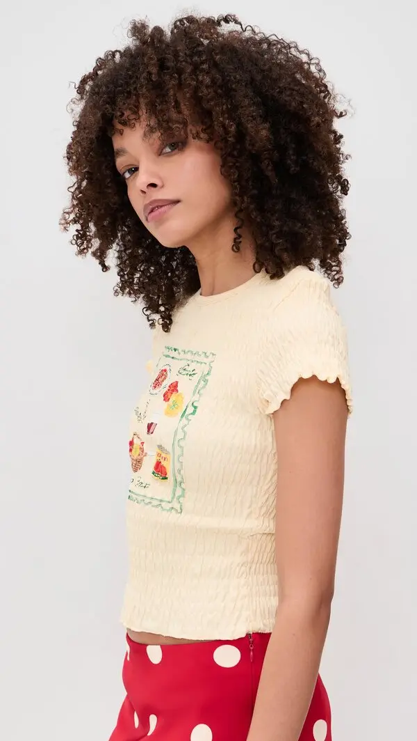 BAILEY ROSE Printed Shirred Tee