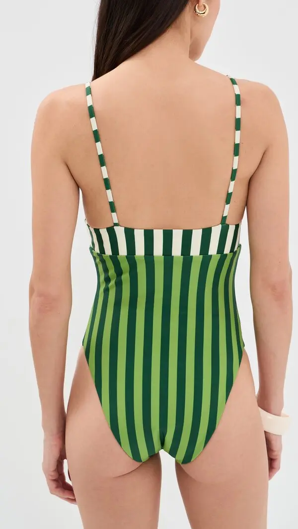 SIMONMILLER Behati One-piece Swimsuit - Green Stripe Combo