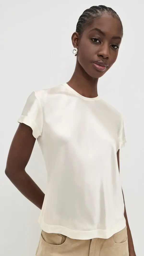 Helmut Lang Silk Satin Tee - Ivory