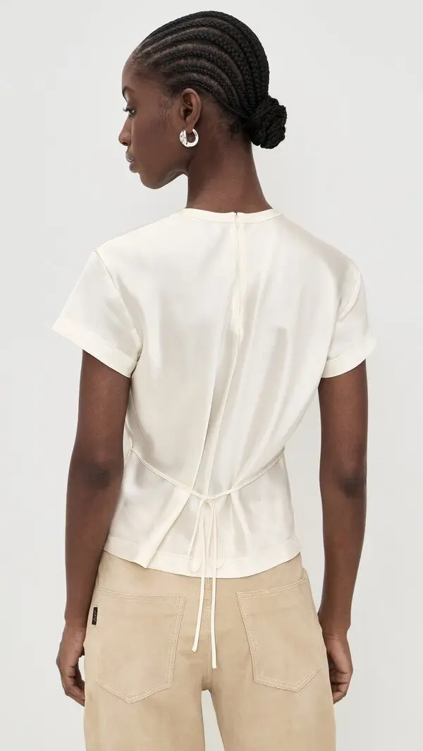 Helmut Lang Silk Satin Tee - Ivory