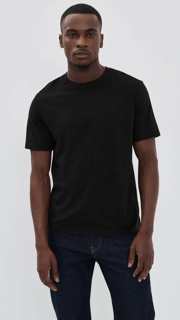 FRAME Short Sleeve Light Cotton Tee - Black
