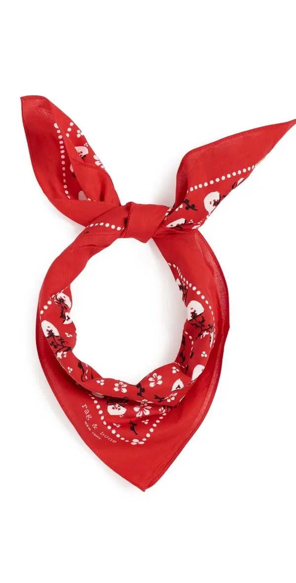 Rag & Bone Floral Western Bandana Scarf - Red