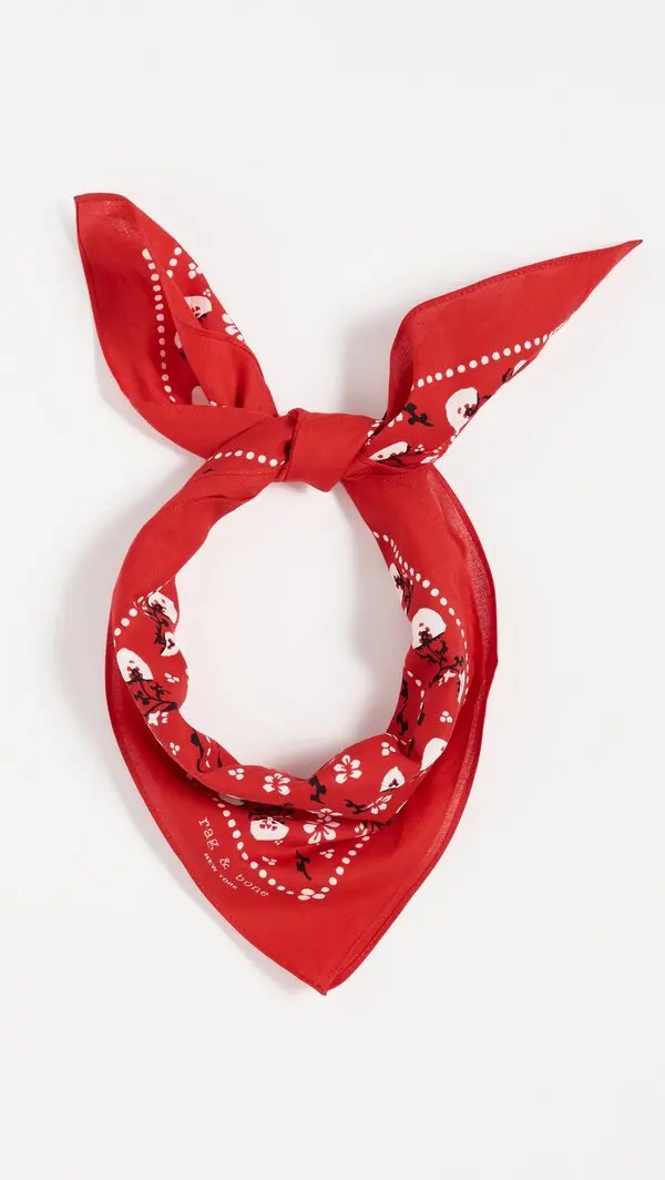 Rag & Bone Floral Western Bandana Scarf - Red