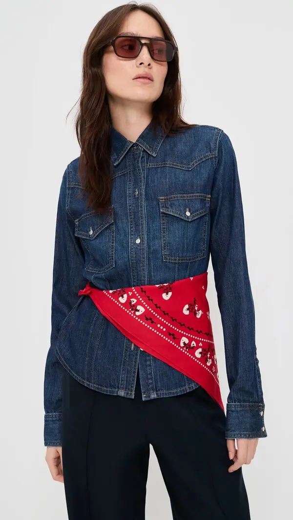 Rag & Bone Floral Western Bandana Scarf - Red