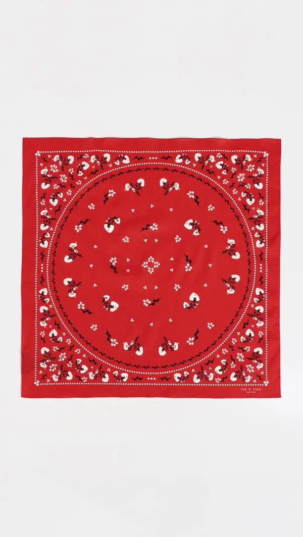 Rag & Bone Floral Western Bandana Scarf - Red