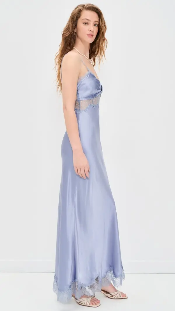 LoveShackFancy Lace-accented Maxi Dress - Washed Sky