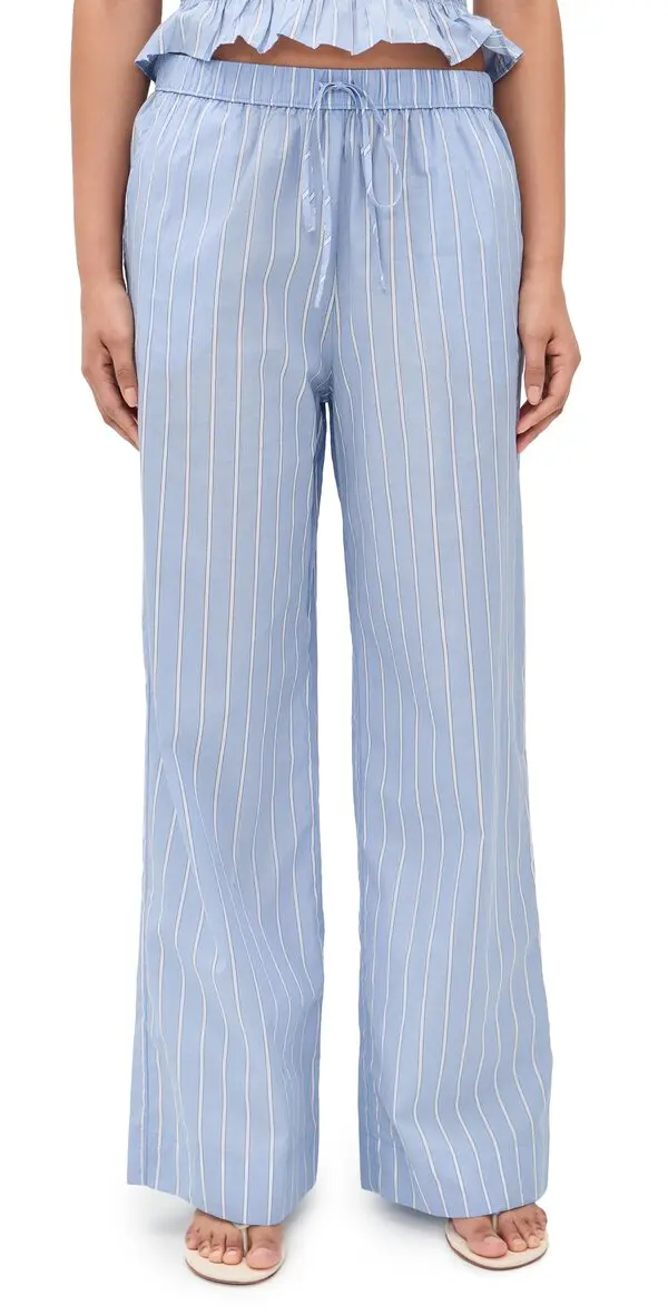 NIA Khonny Striped Poplin Pants - Chambray