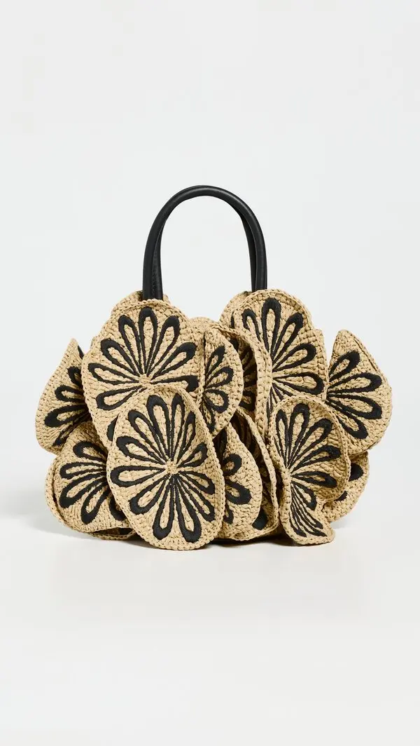 Farm Rio Raffia Flower Bag