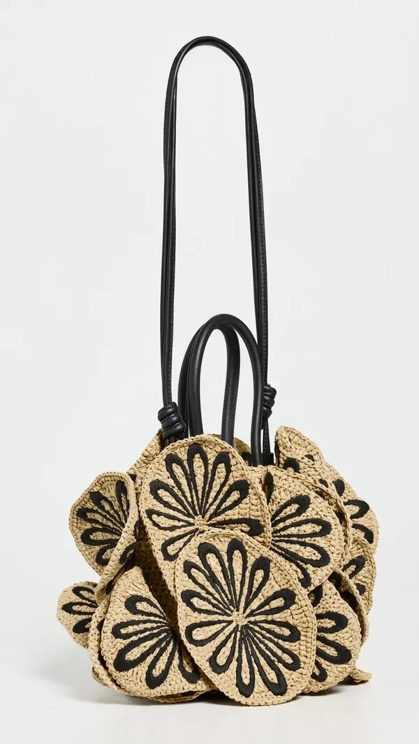 Farm Rio Raffia Flower Bag