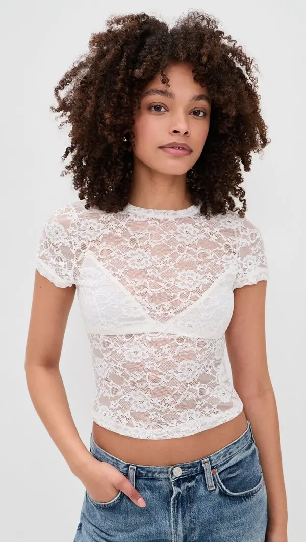 Alice + Olivia Tess Lace Tee